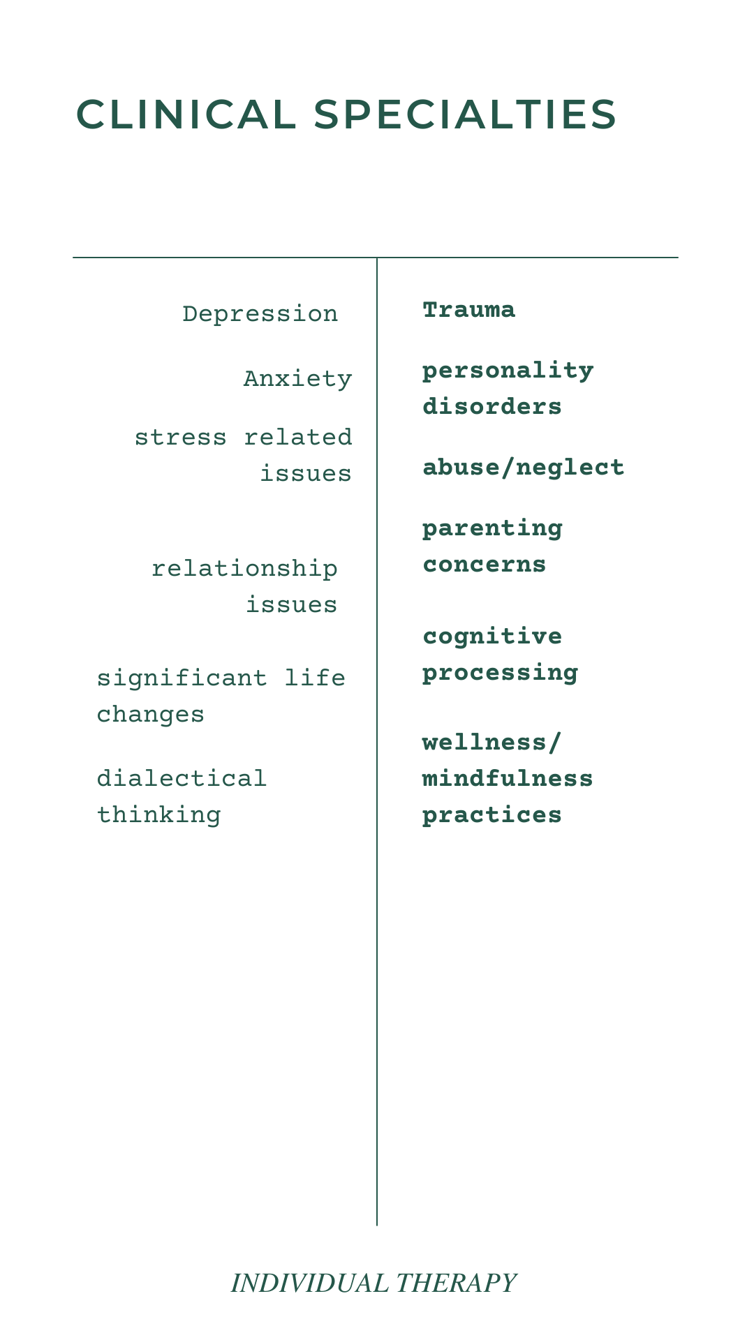 Clinical Specialties – Janus Therapy Services